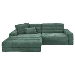 Ecksofa 3C Candy "Stripes Mega-Sofa, bequem und komfortabel, L-Form", gr&uuml;n, B:296cm H:83cm T:205cm, 88% Polyester, 12% Polyacryl, Sofas, Ecksofa, Lose R&uuml;ckenkissen, mit feiner Quersteppung, Cord-Bezug