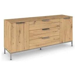 Kombikommode Rauch "Kommode T&uuml;rkommode Sideboard Kombikommode FLIPP", braun (eiche artisan), B:160cm H:72cm T:42cm, Holzwerkstoff, Sideboards, Kombikommode, 2-t&uuml;rig mit 3 Schubladen und Soft-Close-Funktion
