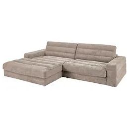 Ecksofa 3C Candy "Stripes Mega-Sofa, bequem und komfortabel, L-Form", grau (taupe), B:296cm H:83cm T:205cm, 88% Polyester, 12% Polyacryl, Sofas, Ecksofa, Lose R&uuml;ckenkissen, mit feiner Quersteppung, Cord-Bezug