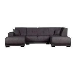 Wohnlandschaft Home Affaire "Langeland U-Form", schwarz, B:297cm H:85cm T:163cm, 100% Polyester, Sofas, Wohnlandschaft, incl. 2 Zierkissen, Recamiere wahlweise links oder rechts