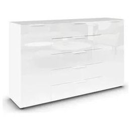 Schubkastenkommode Rauch "Kommode T&uuml;rkommode Sideboard Kombikommode FLIPP mit Glasfront", wei&szlig; (alpinwei&szlig;, glas kristallwei&szlig;), B:160cm H:99cm T:42cm, Holzwerkstoff, Sideboards, 2-t&uuml;rig, 5 Schubladen, Soft-Close, Oberboden und Front Glas, 2 Breiten