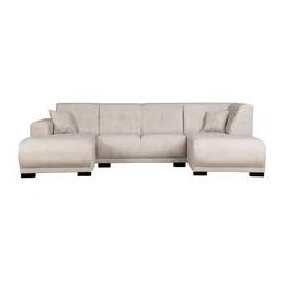 Wohnlandschaft Home Affaire "Langeland U-Form", beige (creme), B:297cm H:85cm T:163cm, 100% Polyester, Sofas, Wohnlandschaft, incl. 2 Zierkissen, Recamiere wahlweise links oder rechts