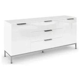 Kombikommode Rauch "Kommode T&uuml;rkommode Sideboard Kombikommode FLIPP mit Glasfront", wei&szlig; (alpinwei&szlig;, glas kristallwei&szlig;), B:160cm H:72cm T:42cm, Holzwerkstoff, Sideboards, Kombikommode, 2-t&uuml;rig mit 3 Schubladen und Soft-Close-Funktion sowie Glasfront