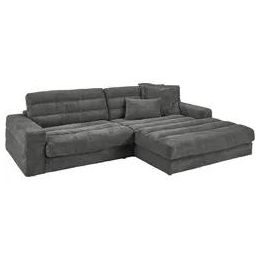 Ecksofa 3C Candy "Stripes Mega-Sofa, bequem und komfortabel, L-Form", grau (dunkelgrau), B:296cm H:83cm T:205cm, 88% Polyester, 12% Polyacryl, Sofas, Ecksofa, Lose R&uuml;ckenkissen, mit feiner Quersteppung, Cord-Bezug
