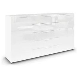 Schubkastenkommode Rauch "Kommode T&uuml;rkommode Sideboard Kombikommode FLIPP mit Glasfront", wei&szlig; (alpinwei&szlig;, glas kristallwei&szlig;), B:180cm H:100cm T:42cm, Holzwerkstoff, Sideboards, 2-trg mit 5 Schubladen und Soft-Close, 2 Breiten MADE IN GERMANY