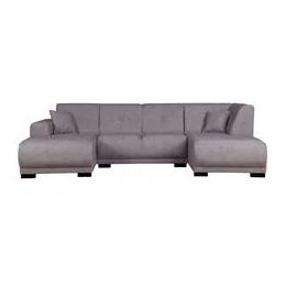 Wohnlandschaft Home Affaire "Langeland U-Form", grau, B:297cm H:85cm T:163cm, 100% Polyester, Sofas, Wohnlandschaft, incl. 2 Zierkissen, Recamiere wahlweise links oder rechts
