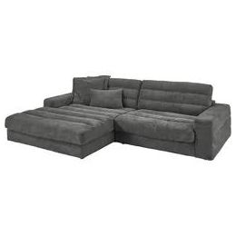 Ecksofa 3C Candy "Stripes Mega-Sofa, bequem und komfortabel, L-Form", grau (dunkelgrau), B:296cm H:83cm T:205cm, 88% Polyester, 12% Polyacryl, Sofas, Ecksofa, Lose R&uuml;ckenkissen, mit feiner Quersteppung, Cord-Bezug