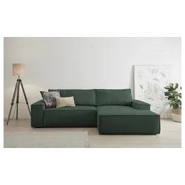 Ecksofa Home Affaire "SHERWOOD L-Form, 267 cm - OTTO. Verl&auml;ssliche Qualit&auml;t.", gr&uuml;n (dunkelgr&uuml;n), B:267cm H:85cm T:167cm, 100% Polyester, Sofas, Ecksofa, Schlaffunktion mit Bettkasten (210x136 cm), Cord, Vintage, Samtvelours