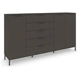 Kombikommode Rauch "Kommode T&uuml;rkommode Sideboard Kombikommode FLIPP", grau (graphit), B:200cm H:111cm T:42cm, Holzwerkstoff, Sideboards, Kombikommode, 3-t&uuml;rig mit 5 Schubladen und Soft-Close-Funktion