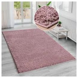 Hochflor-Teppich Bruno Banani "Shaggy Soft" Gr. 5, lila (flieder), B:200cm H:30mm L:200cm, Kunstfaser, Teppiche, gewebt, Uni Farben, besonders weich und kuschelig, Kundenliebling