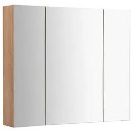 Spiegelschrank Welltime "Lund Bad Spiegel WC Wandspiegel Badezimmerspiegel ohne LED", silber (natur), B:80cm H:70cm T:16cm, Schr&auml;nke, Spiegelschrank, Badschrank Badezimmerspiegelschrank Spiegel Breite 80cm mit 3 T&uuml;ren