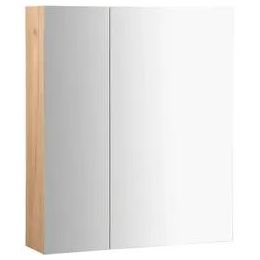 Spiegelschrank Welltime "Lund Badschrank Schrank Bad WC Spiegel ohne LED", silber (natur), B:60cm H:70cm T:16cm, MDF, Schr&auml;nke, Spiegelschrank, Badezimmerspiegelschrank Spiegel Badspiegel mit 2 T&uuml;ren Breite 60cm