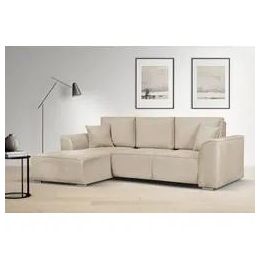 Ecksofa OTTO HOME "BEATRICE optionale Schlafsofa mit Bettkasten, B/T/H: 265/170/86 cm", beige (creme), B:265cm H:86cm T:170cm, 100% Polyester, Sofas, Ecksofa, L-Form, wahlweise auch mit Bettfunktion und Bettkasten