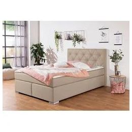 Boxbett Home Affaire "Tynan", beige (beige, creme), B:154cm L:210cm, Komplettbetten, Boxspringbett, wahlweise mit Bettkasten, in H2, H3 & H4 erh&auml;ltilich