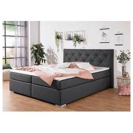 Boxbett Home Affaire "Tynan", grau (anthrazit), B:194cm L:210cm, Komplettbetten, Boxspringbett, wahlweise mit Bettkasten, in H2, H3 & H4 erh&auml;ltilich