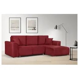 Ecksofa OTTO HOME "BEATRICE optionale Schlafsofa mit Bettkasten, B/T/H: 265/170/86 cm", rot, B:265cm H:86cm T:170cm, 100% Polyester, Sofas, Ecksofa, L-Form, wahlweise auch mit Bettfunktion und Bettkasten