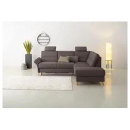 Ecksofa Home Affaire "Westerland L-Form", braun (espresso), B:238cm H:90cm T:213cm, 98% Polyester 2% Polyamid, Sofas, Ecksofa, Federkern-Polsterung, wahlweise mit Bettfunktion, Bettkasten