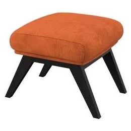 Polsterhocker FLEXLUX "Adria", orange (burned orang), B:54cm H:41cm T:41cm, 85% Polyester/15%Polyamide, Hocker, Polsterhocker, Fu&szlig; schwarz, Fu&szlig;hocker f&uuml;r Ohrensessel