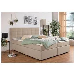 Boxbett Home Affaire "Ovalo auch in &Uuml;berl&auml;nge erh&auml;ltlich", beige (beige, creme), B:194cm L:210cm, Komplettbetten, Boxspringbett, wahlweise mit Bettkasten, in H2, H3 & H4 erh&auml;ltlich, Topseller