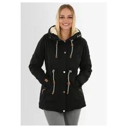 Winterjacke Navahoo "Ireliaa", Damen, Gr. M (38), schwarz, Obermaterial: 100% Baumwolle; Innenseite: 100% Polyester; Futter: 100% Polyester, Jacken Winterjacke, mit warmen Teddyfell