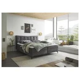 Boxbett ED EXCITING DESIGN "Melrose", grau (anthrazit), B:162cm L:210cm, 100% Polyester, Komplettbetten, Boxspringbett, inkl. Topper