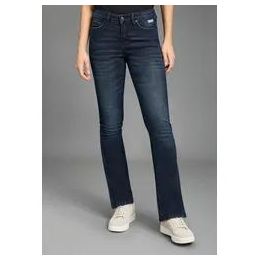 5-Pocket-Jeans Kangaroos, Damen, Gr. 34, N-Gr, blau (dunkelblau us), Denim/Jeans, Obermaterial: 98% Baumwolle, 2% Elasthan, Basic, bootcut fit lang, Jeans 5-Pocket-Jeans, ausgestellte Beinform, Used-Waschung, normale Leibh&ouml;he, Topseller