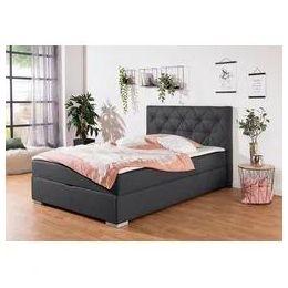 Boxbett Home Affaire "Tynan", grau (anthrazit), B:154cm L:210cm, Komplettbetten, Boxspringbett, wahlweise mit Bettkasten, in H2, H3 & H4 erh&auml;ltilich