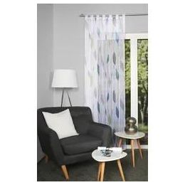 Vorhang Home Wohnideen "PAOLO" Gr. 1, blau (blau, gr&uuml;n), B:140cm H:145cm, Voile, Polyester, Gardinen, Schlaufenschal PAOLO bedruckt
