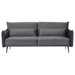 3-Sitzer Salesfever "Komfortable Sofa f&uuml;r Ihr Zuhause", schwarz (grau schwarz), B:207cm H:88cm T:86cm, Samt (100% Polyester), Metall, Sofas, Modernes 3-Sitzer Sofa: Samtbezug, ausziehbar, manuell verstellbar