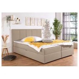 Boxbett Home Affaire "Fidan", beige (beige, creme), B:194cm L:210cm, Komplettbetten, Boxspringbett, wahlweise mit Bettkasten, in H2, H3 & H4 erh&auml;ltilich