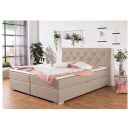 Boxbett Home Affaire "Tynan", beige (beige, creme), B:194cm L:210cm, Komplettbetten, Boxspringbett, wahlweise mit Bettkasten, in H2, H3 & H4 erh&auml;ltilich