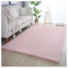 Hochflor-Teppich Ayyildiz TEPPICHE "POUFFY 5100", rosa (rose), B:240cm H:20mm L:340cm, Polyester, Teppiche, L&auml;ufer, weicher glatter Softflor, Kaninchen Fell Haptik, waschbar