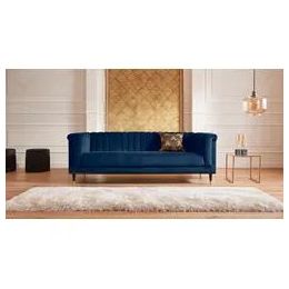3-Sitzer Home Affaire "Chamby", blau (dunkelblau), B:210cm H:71cm T:85cm, 100% Polyester;Samtoptik (100% Polyester), Scheuertouren >100.000, Pilling: 5, Sofas, mit Holzrahmen unten und Steppung im Lehnenbereich