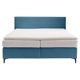 Boxspringbett Alina "Pico", blau (azurblau gct 46), B:172cm L:212cm, Cord GCT (92% Polyeste, 8% Nylon), Komplettbetten, Boxspringbett, inkl. Matratzen und Topper