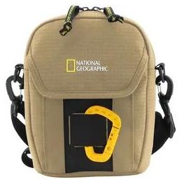 Schultertasche National Geographic "EXPLORER III", Damen, Gr. B/H/T: 11cm x 23cm x 16cm, beige, Kunstfaser, Taschen Schultertasche, Hergestellt aus recycelten PET-Flaschen