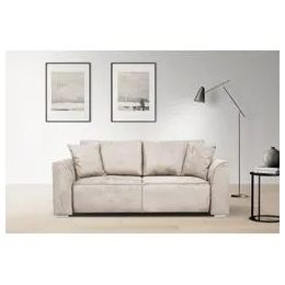 2-Sitzer Inosign "BEATRICE, erh&auml;ltlich in trendigen Stoffoptionen, B/T/H: 143/73/92 cm", beige (creme), B:195cm H:92cm T:107cm, 100% Polyester, Sofas, In hochwertiger Verarbeitung, incl. 2 gro&szlig;en Zierkissen in Korpusfarbe