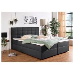 Boxbett Home Affaire "Ovalo auch in &Uuml;berl&auml;nge erh&auml;ltlich", grau (anthrazit), B:194cm L:210cm, Komplettbetten, Boxspringbett, wahlweise mit Bettkasten, in H2, H3 & H4 erh&auml;ltlich, Topseller