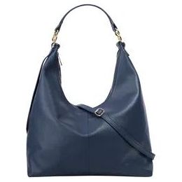 Shopper Samantha Look, Damen, Gr. B/H/T: 36cm x 40cm x 13cm onesize, blau, Leder, leicht gl&auml;nzend, unifarben, Taschen Shopper, Made in Italy, Gro&szlig;e Handtasche mit Smartphonefach