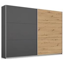 Schwebet&uuml;renschrank Basic "AURELIO Kleiderschrank Garderobe TOPSELLER", grau (graumetallic, eiche artisan), B:261cm H:210cm T:59cm, Holzwerkstoff, Schr&auml;nke, Schwebet&uuml;renschrank, 3 verschiedene Ausstattungsvarianten Griffe aus Metall MADE IN GERMANY