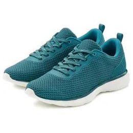 Sneaker Lascana "Turnschuhe", Damen, Gr. 43, blau (petrol), Obermaterial: 100% Textilmaterial. Decksohle: 100% Textilmaterial. Futter: 100% Textilmaterial. Laufsohle: 100% Synthetik, unifarben, Basic, Schuhe Sneaker, Schn&uuml;rhalbschuh, Halbschuh, Freizeitschuh ultraleicht VEGAN