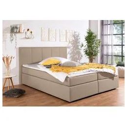 Boxbett Home Affaire "Fidan", beige (beige, creme), B:194cm L:210cm, Komplettbetten, Boxspringbett, wahlweise mit Bettkasten, in H2, H3 & H4 erh&auml;ltilich