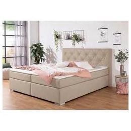 Boxbett Home Affaire "Tynan", beige (beige, creme), B:194cm L:210cm, Komplettbetten, Boxspringbett, wahlweise mit Bettkasten, in H2, H3 & H4 erh&auml;ltilich