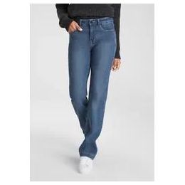 Weite Jeans Arizona, Damen, Gr. 21, K + L Gr, blau (blau used), Denim/Jeans, Obermaterial: 98% Baumwolle, 2% Elasthan, Basic, gerade lang, Jeans, weite Beinform, Used-Look-Waschung, hohe Taille, Topseller