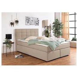 Boxbett Home Affaire "Ovalo auch in &Uuml;berl&auml;nge erh&auml;ltlich", beige (beige, creme), B:154cm L:210cm, Komplettbetten, Boxspringbett, wahlweise mit Bettkasten, in H2, H3 & H4 erh&auml;ltlich, Topseller