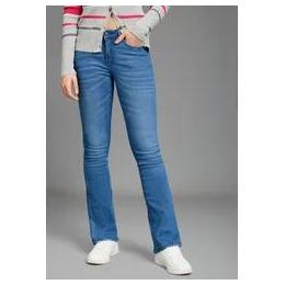 5-Pocket-Jeans Kangaroos, Damen, Gr. 48, N-Gr, blau (blau used), Denim/Jeans, , Basic, bootcut fit lang, Jeans 5-Pocket-Jeans, ausgestellte Beinform, Used-Waschung, normale Leibh&ouml;he
