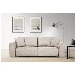 3-Sitzer Inosign "BEATRICE, B: 250 cm - wahlweise mit Bettfunktion", beige (creme), B:250cm H:92cm T:107cm, 100% Polyester, Sofas, u. Bettkasten, incl. 2 Zierkissen