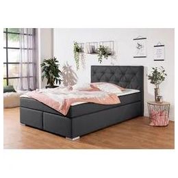 Boxbett Home Affaire "Tynan", grau (anthrazit), B:154cm L:210cm, Komplettbetten, Boxspringbett, wahlweise mit Bettkasten, in H2, H3 & H4 erh&auml;ltilich