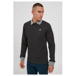 Langarm-Poloshirt Blend "BHRalle", Herren, Gr. S, phantom grau, Web, 100% Baumwolle, unifarben, regular fit, V-Ausschnitt, Rippb&uuml;ndchen, Shirts, Longsleeve mit verl&auml;ngerter R&uuml;ckenpartie
