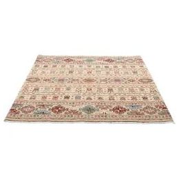 Wollteppich Theko "Saharna 7684", beige, B:80cm H:12mm L:145cm, Schurwolle, Teppiche, Fransenteppich, Kurzflor, Orient Optik, reine Wolle, mit Fransen, Wohnzimmer