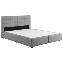 Boxbett COTTA "Nala", grau (hellgrau), B:186cm L:206cm, 100% Polyester, Komplettbetten, Boxspringbett, wahlweise mit Matratze und Topper erh&auml;ltlich